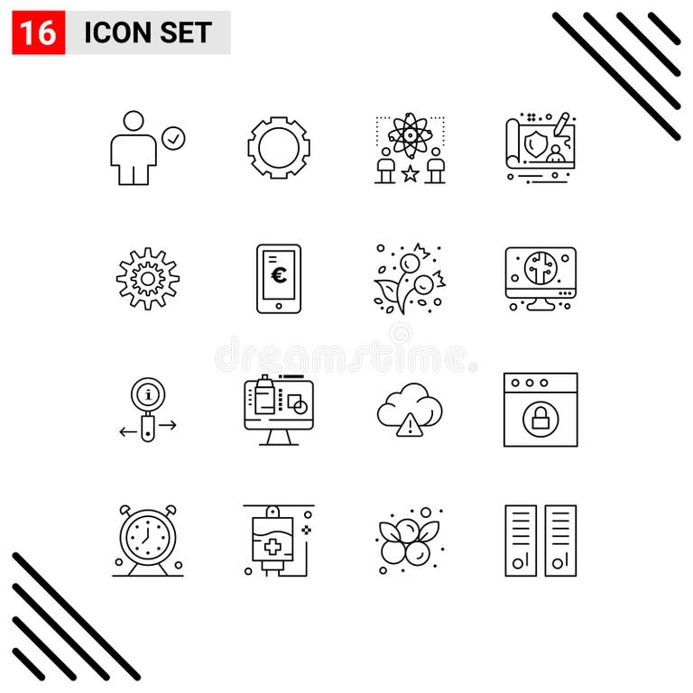 User Interface Pack of 16 Basic Outlines of Cog, Gdpr, User, Design ...