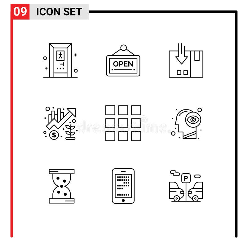 Set of 9 Commercial Outlines Pack for Grid, Marketing, Delivery ...