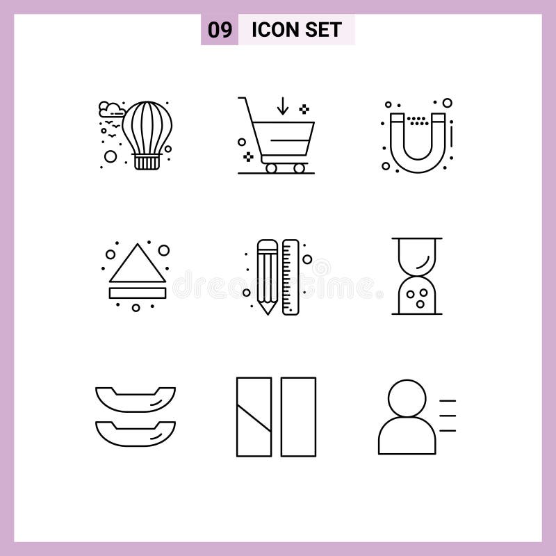 Group of 9 Modern Outlines Set for Pencil, Draw, Streamline, Creative ...