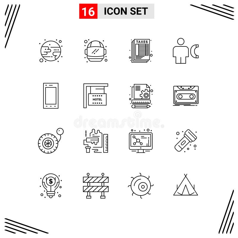 16 Thematic Vector Outlines and Editable Symbols of Phone, Devices ...