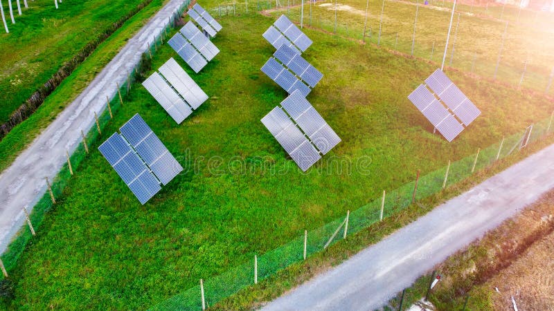 Group of Modern Solar Panels Oriented To the Sun Stock Image - Image of ...
