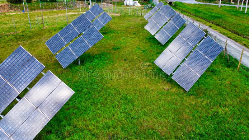 Group of Modern Solar Panels Oriented To the Sun Stock Image - Image of ...