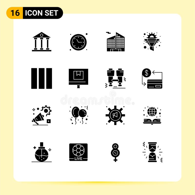 Set of 16 Modern UI Icons Symbols Signs for Column, Gear, Time ...