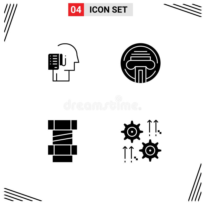 Group of 4 Modern Solid Glyphs Set for Human, Carpenter, Schedule, Type ...
