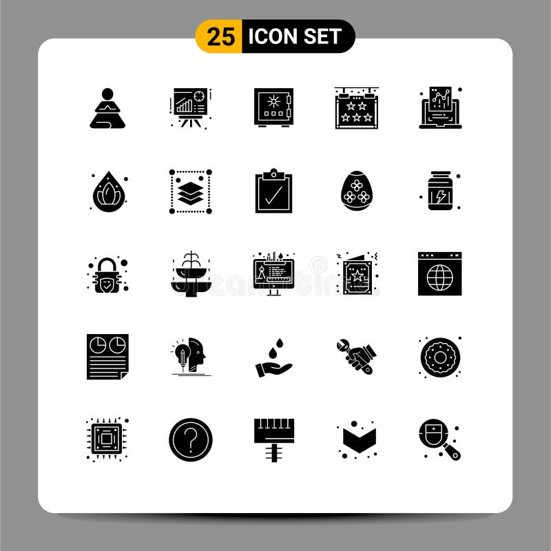 Group of 25 Modern Solid Glyphs Set for Sign, Five, Lock, Security ...