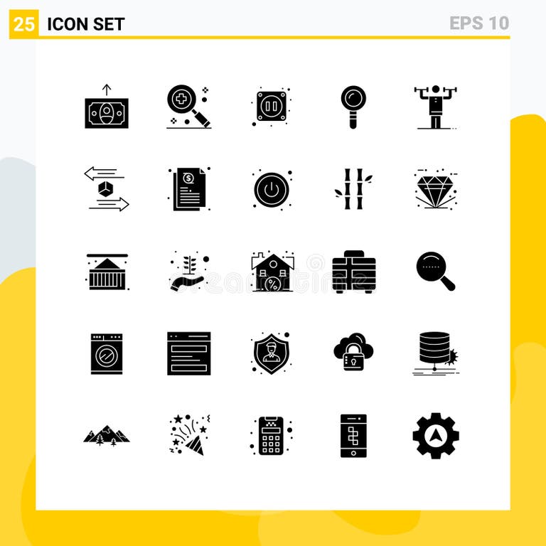 Group of 25 Modern Solid Glyphs Set for Strength, Human, Socket ...