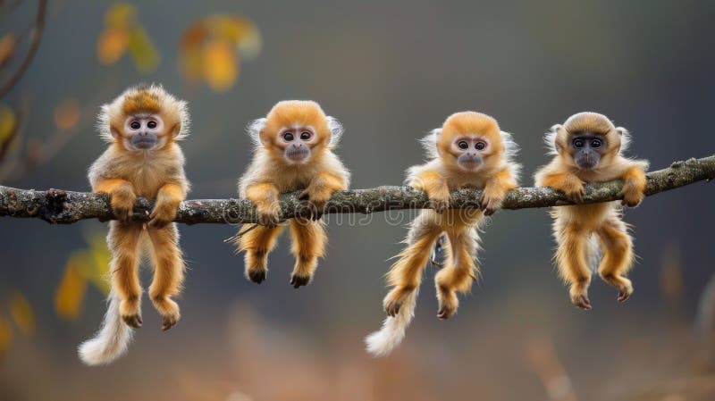 Group of Monkeys Jumping in the Air Stock Image - Image of canopy ...