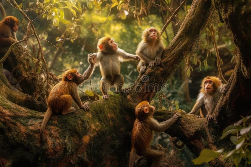 Mischevious Monkeys stock illustration. Illustration of beautiful ...