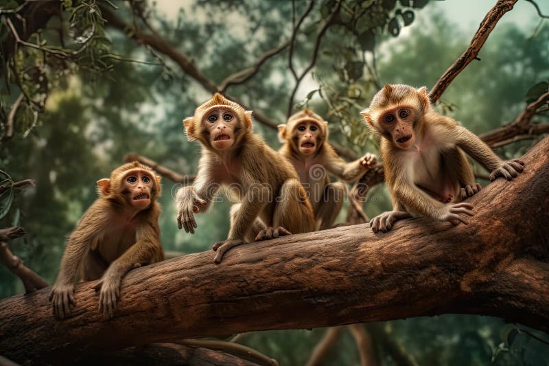 Mischevious Monkeys stock illustration. Illustration of mischevious ...