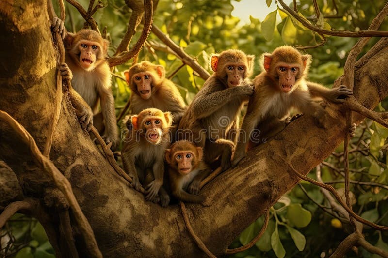 Mischevious Monkeys stock illustration. Illustration of fauna - 279165492