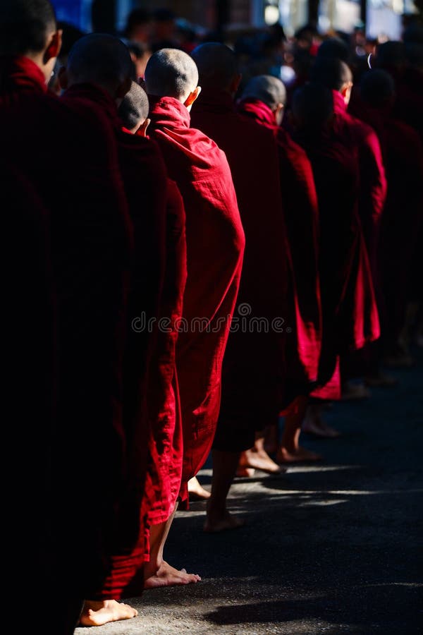 Big group of Buddhist monk editorial stock image. Image of shanti ...