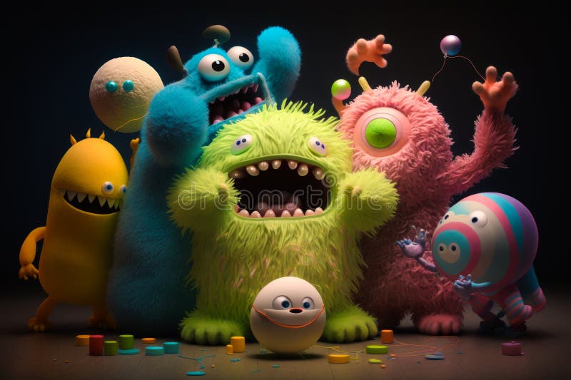 Group of Monsters are Standing Next To Each Other. Generative AI Stock ...