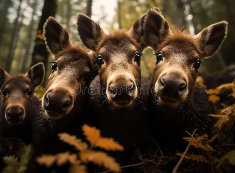A group of moose calves stock image. Image of wildlife - 289739693