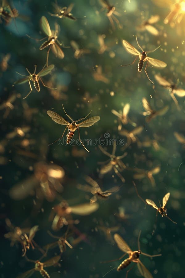 A Group of Mosquitoes Flying in the Air. Ideal for Illustrating Insect ...