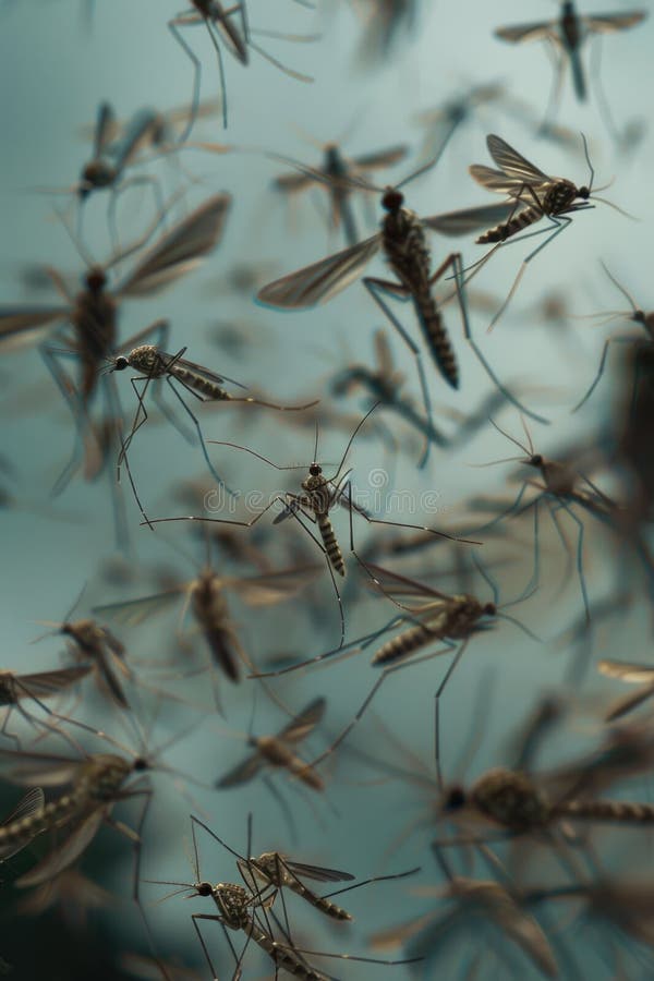 A Group of Mosquitoes Flying through the Air. Suitable for Insect ...