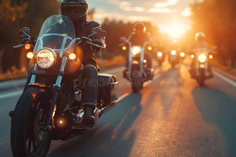 Group of Motorcycle Riders on the Road. Generative AI. Stock ...
