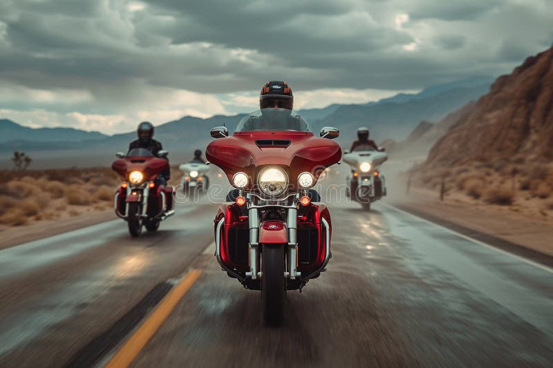 Group of Motorcycle Riders on the Road. Generative AI. Stock ...