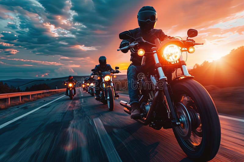 Group of Motorcycle Riders on the Road. Generative AI. Stock ...