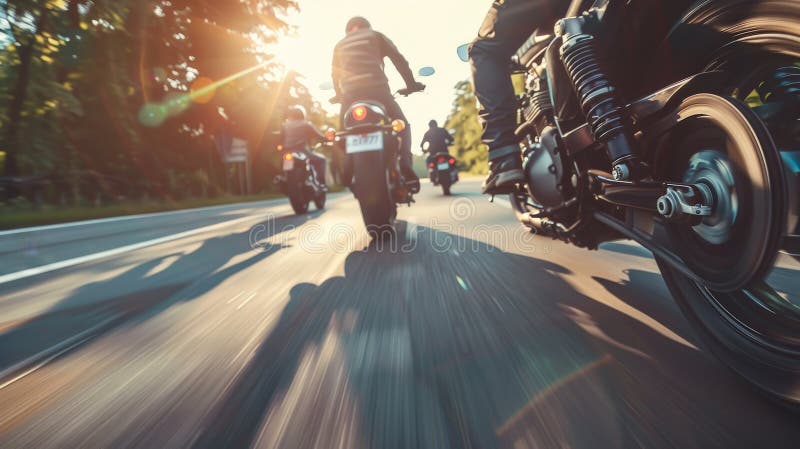 A Group of Motorcycle Riding on the Road Together, Speeding and ...