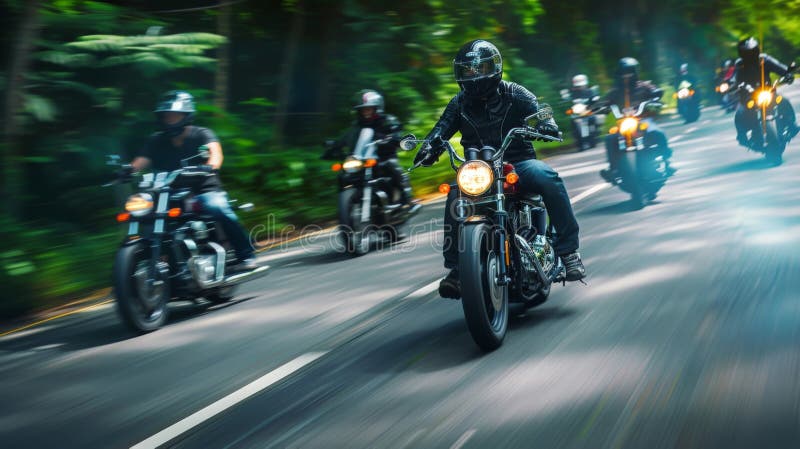 A Group of Motorcycle Riding on the Road Together, Speeding and ...
