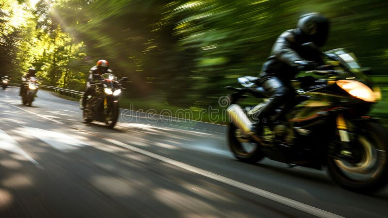 A Group of Motorcycle Riding on the Road Together, Speeding and ...