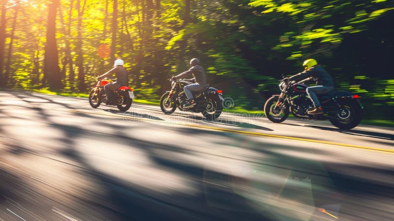 A Group of Motorcycle Riding on the Road Together, Speeding and ...