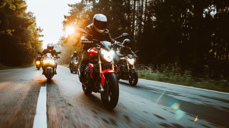 A Group of Motorcycle Riding on the Road Together, Speeding and ...
