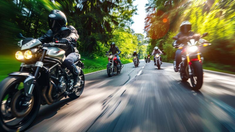 A Group of Motorcycle Riding on the Road Together, Speeding and ...