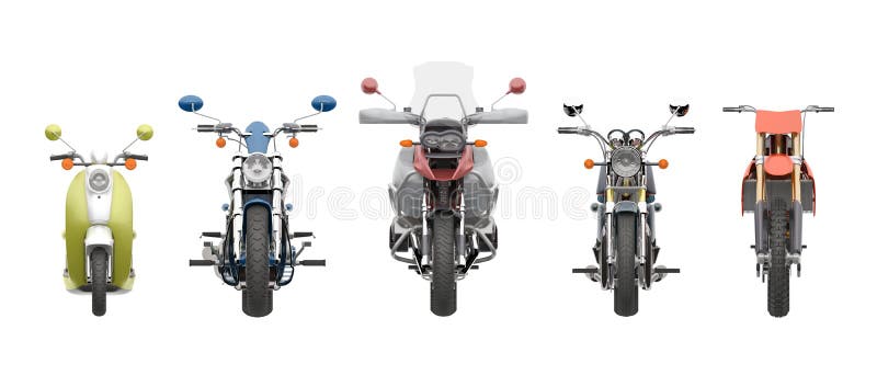 Group Motorcycles Front View 3d Rendering Stock Illustration ...