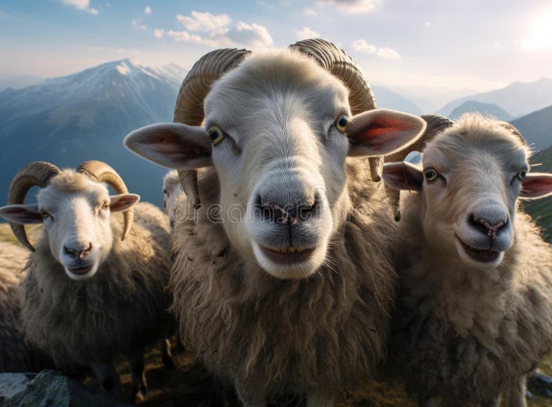 A group of mountain sheep stock illustration. Illustration of group ...
