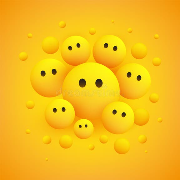 Group of Mouthless Emoticons with in Front of a Yellow Background ...