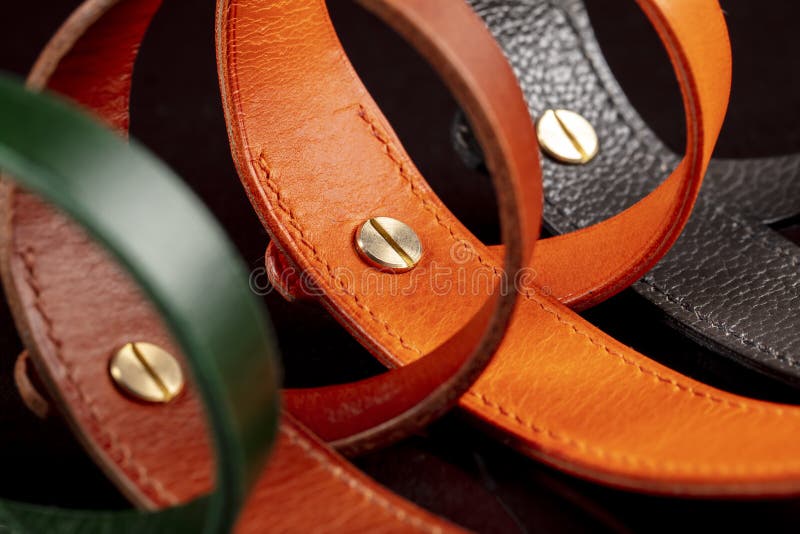 A Group of Multi-colored Leather Belts Stock Image - Image of beautiful ...