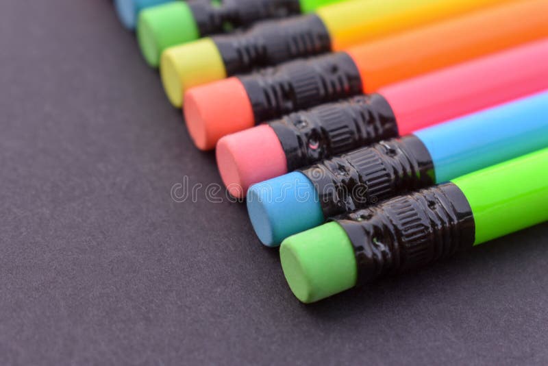 Group of Multi Colored Pencils with Rubber Eraser. New Pencils with ...
