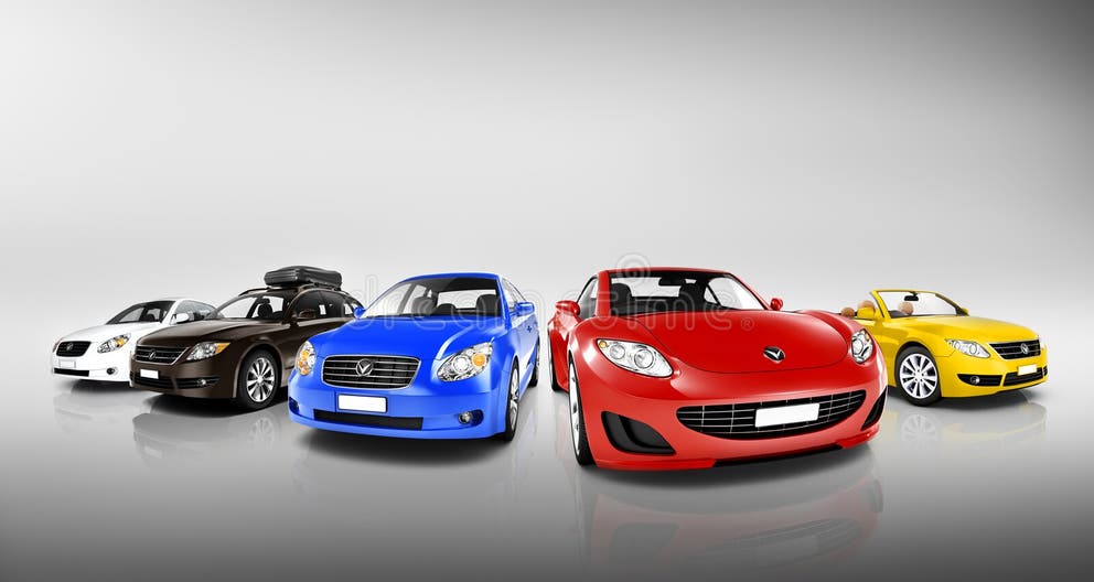 Group of Multi Coloured Modern Cars Stock Image - Image of motorized ...