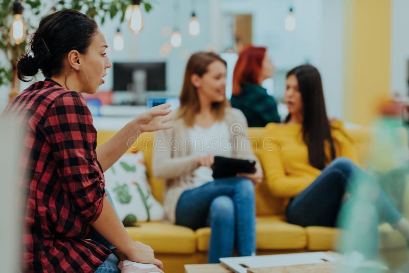Group of Multi-ethnic Colleagues Working on Desktop Computers, Laptop ...