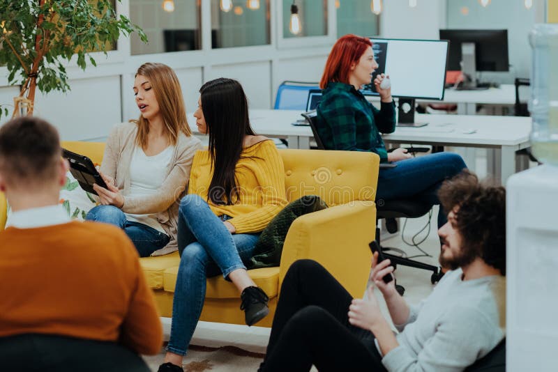 Group of Multi-ethnic Colleagues Working on Desktop Computers, Laptop ...