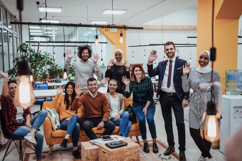 Group of Multi-ethnic Colleagues Working on Desktop Computers, Laptop ...