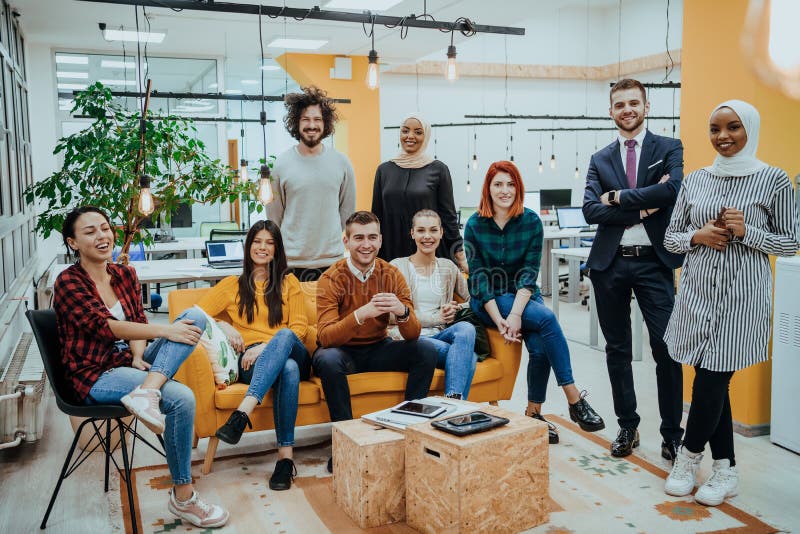 Group of Multi-ethnic Colleagues Working on Desktop Computers, Laptop ...