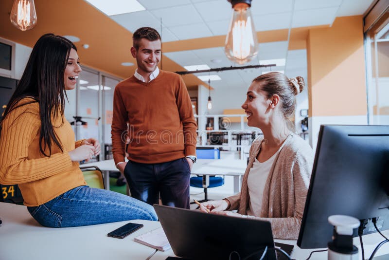 Group of Multi-ethnic Colleagues Working on Desktop Computers, Laptop ...