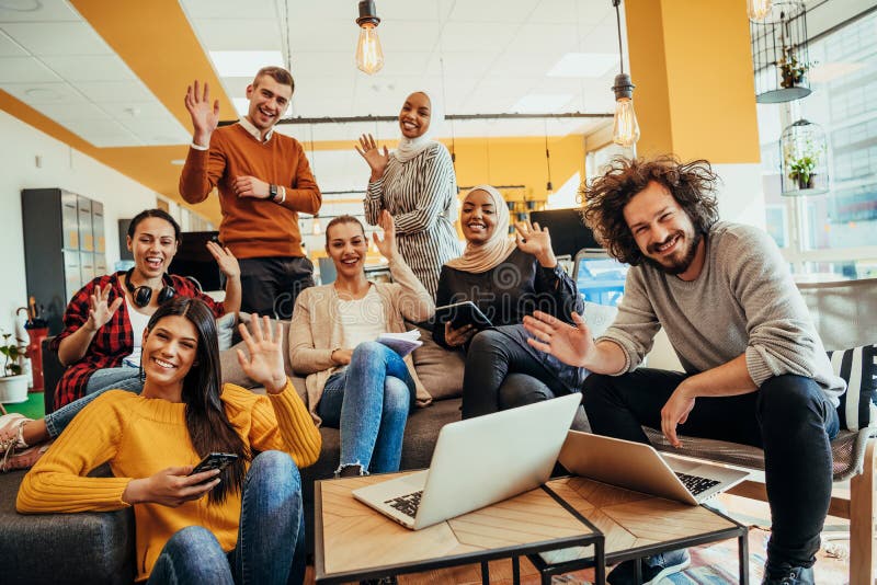 Group of Multi-ethnic Colleagues Working on Desktop Computers, Laptop ...