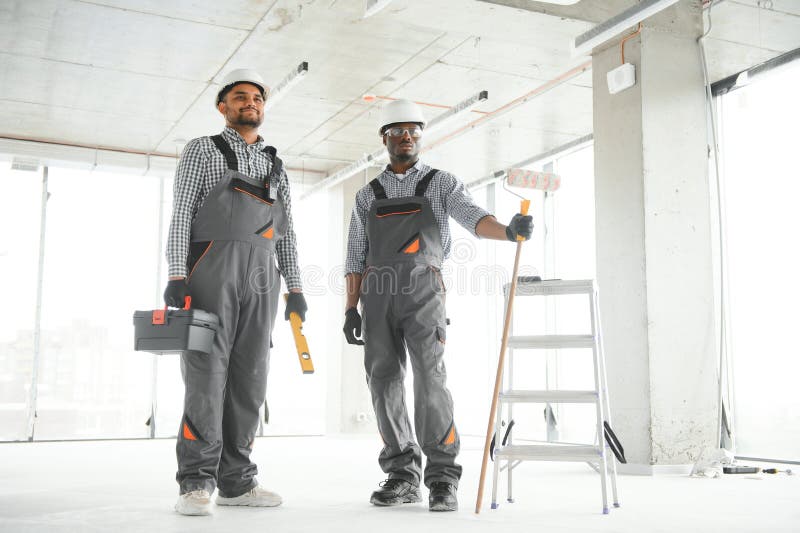 Group of Multi Ethnic Engineer Construction Site Worker Meeting at ...