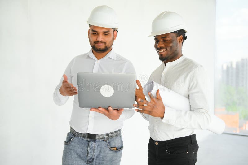 Group of Multi Ethnic Engineer Construction Site Worker Meeting at ...
