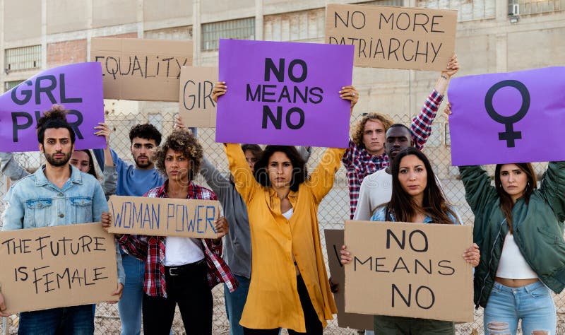 Group Of Multi Ethnic Feminism Activist Protesting For Women