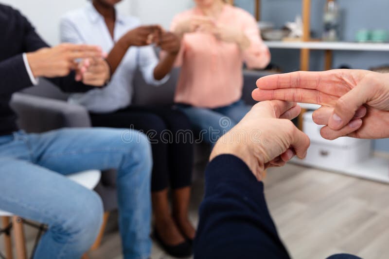 Deaf People Learning Sign Language Stock Image - Image of happy, hand ...