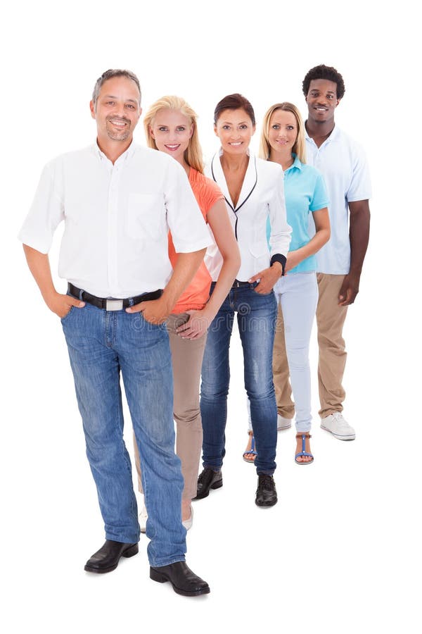 Group of Multi-ethnic People Standing in a Row Stock Photo - Image of ...