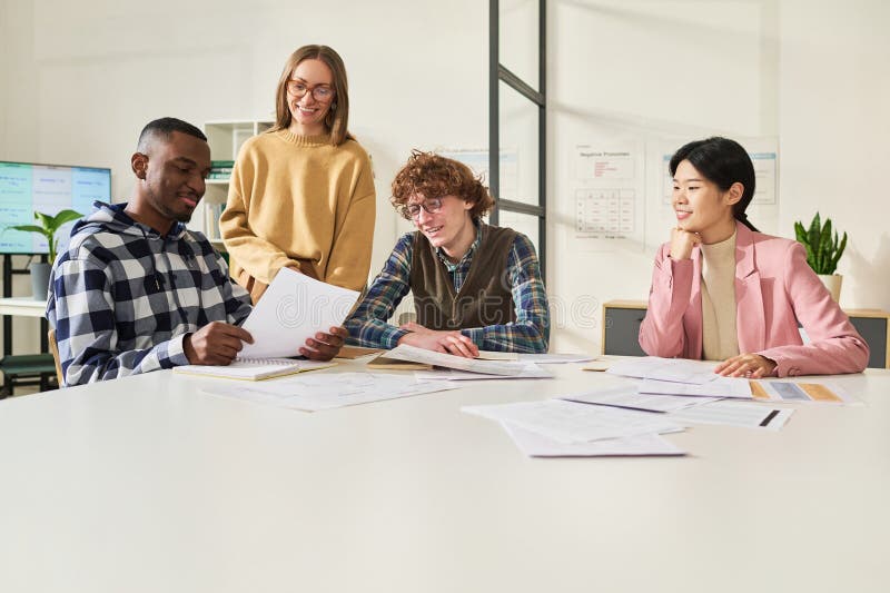 Diverse Group of Students Studying Foreign Languages Together Stock ...