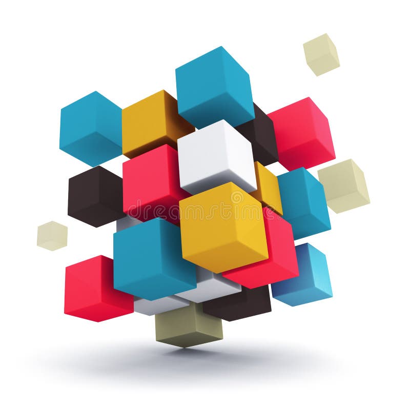 Group of Multicolored Cubes Stock Illustration - Illustration of group ...