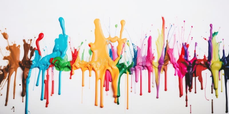 A Group of Multicolored Paint Drips on a White Surface. Generative AI ...