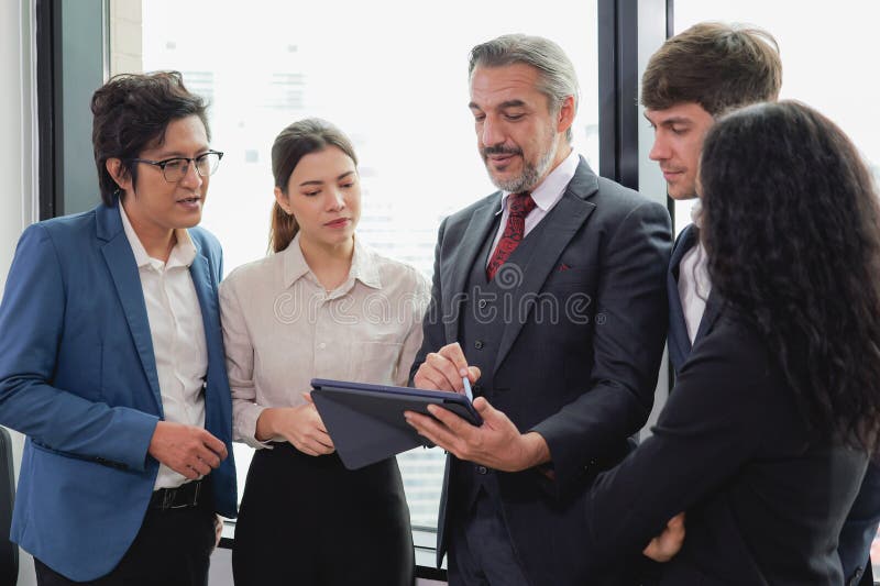 Group of Multicultural Business People Standing in Modern Office Stock ...