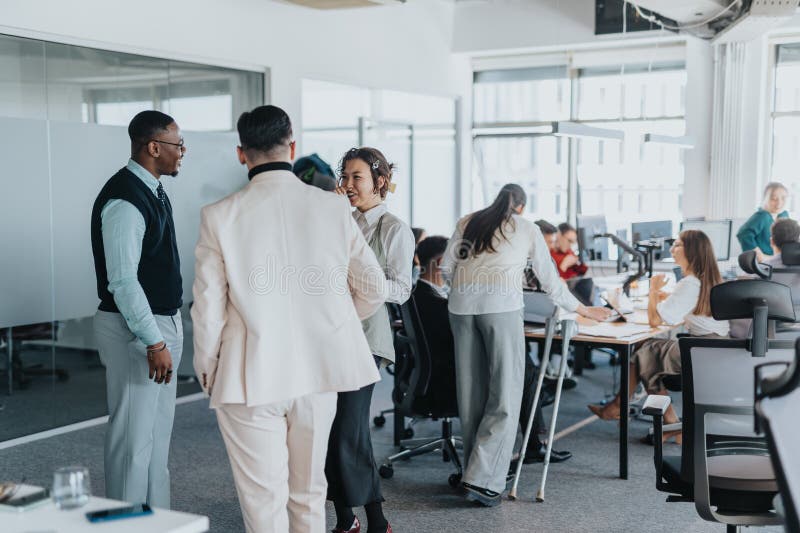 A Group of Multicultural Employees Engage in Discussion and ...